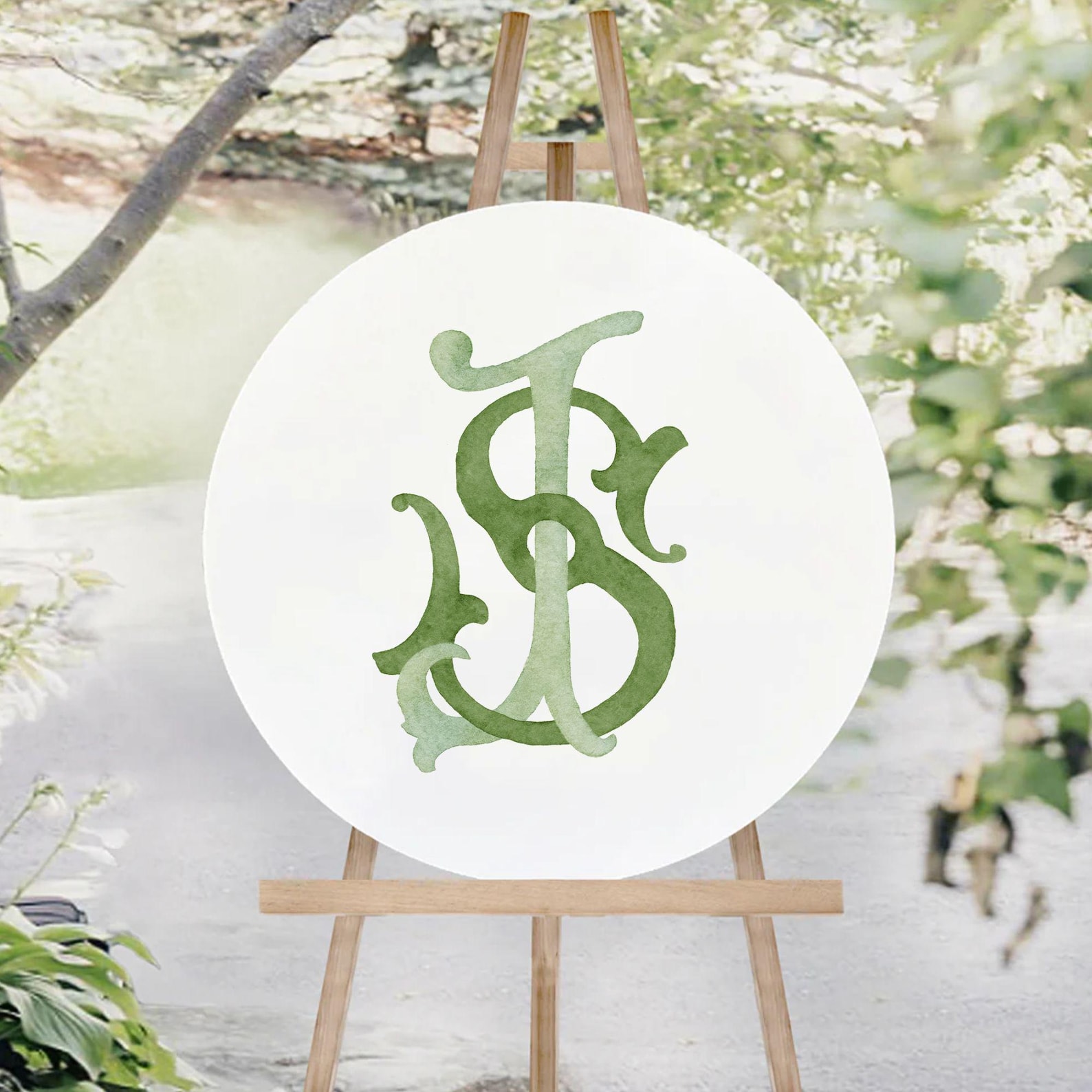 Watercolor Wedding Monogram JS-SJ – Classic Initial Crest (digital ...