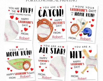 Baseball Valentine Cards Printable, Kids Valentine Exchange Cards ...