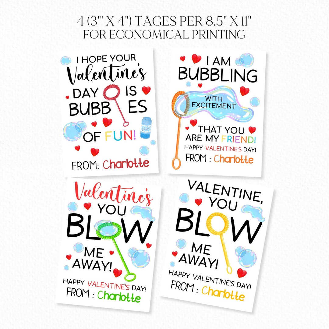 Bubbles Gift Tag, Valentine's Day is Bubbles of Fun Bubbles Tag Kids ...