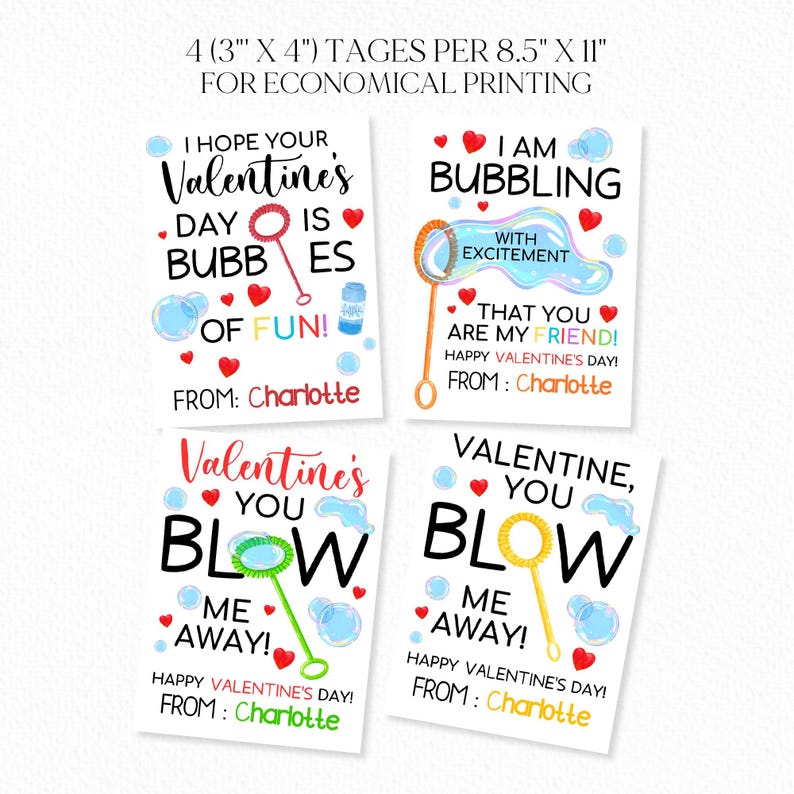 Bubbles Gift Tag, Valentine's Day is Bubbles of Fun Bubbles Tag Kids ...