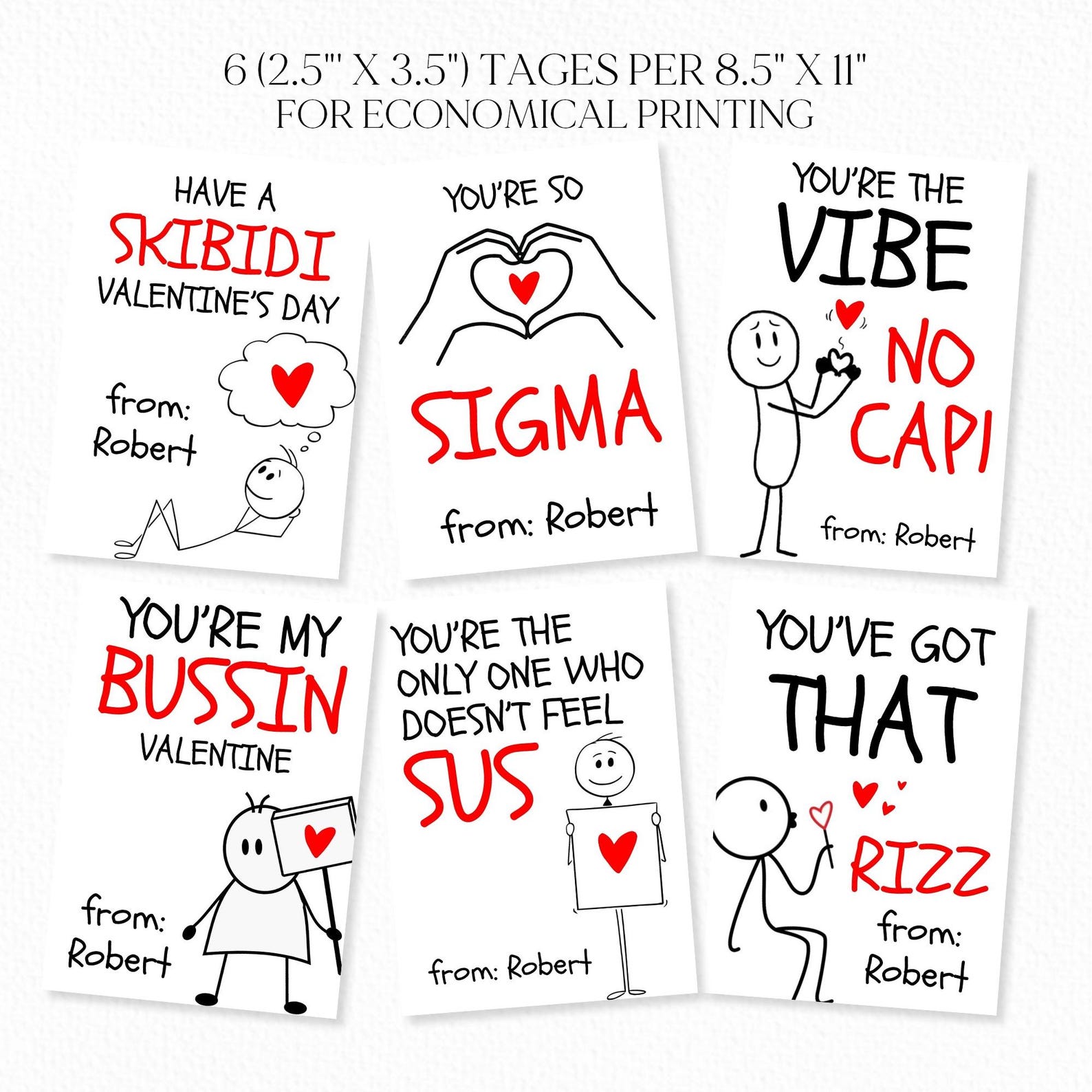 Funny Printable Classroom Valentine, Slang Kids Valentine's Day Cards ...