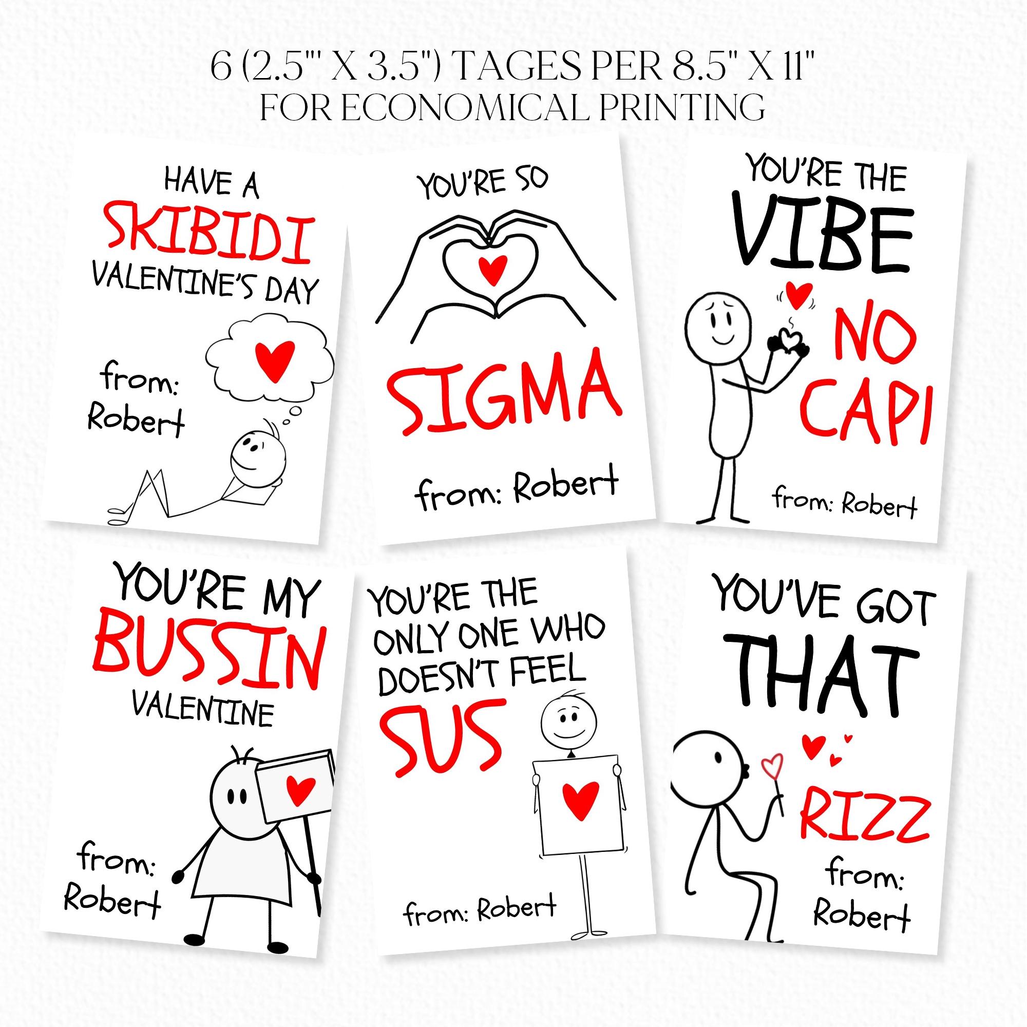 Funny Printable Classroom Valentine, Slang Kids Valentine's Day Cards ...