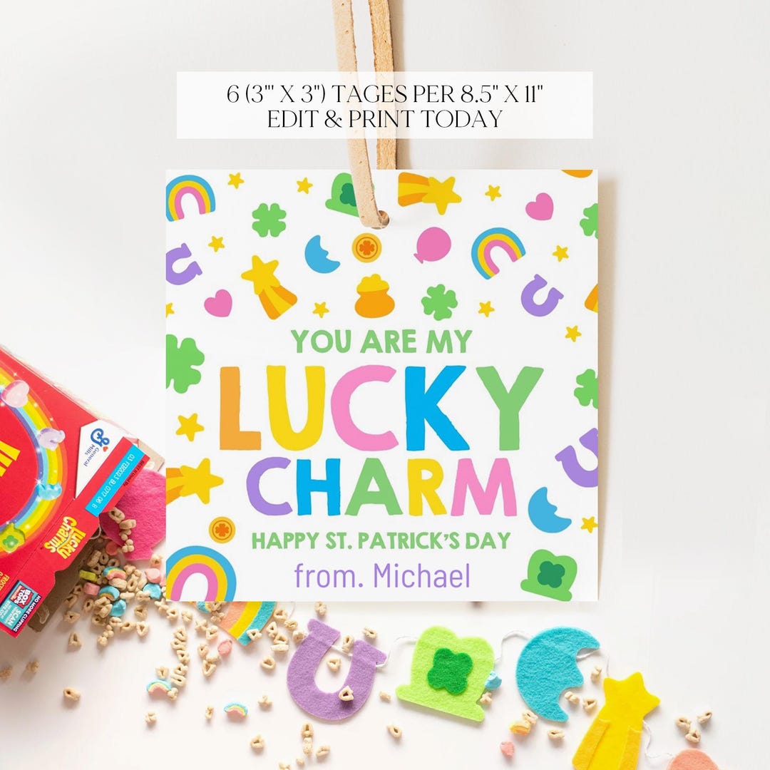 Printable You Are My Lucky Charm St Patrick's Day Gift Tag, St Patty's ...