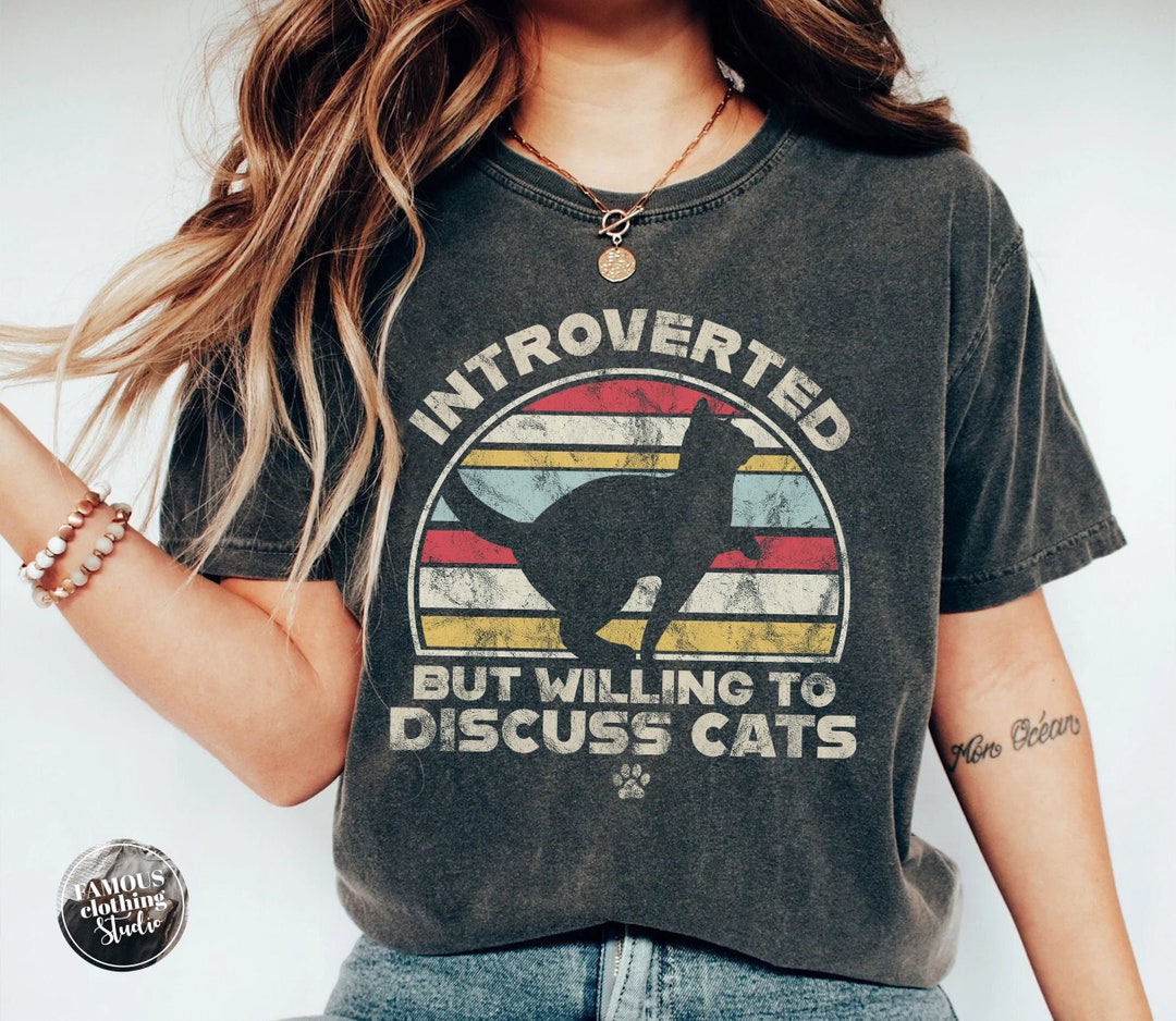 Introverted but Willing to Discuss Cats Shirt, Introvert Gift ...