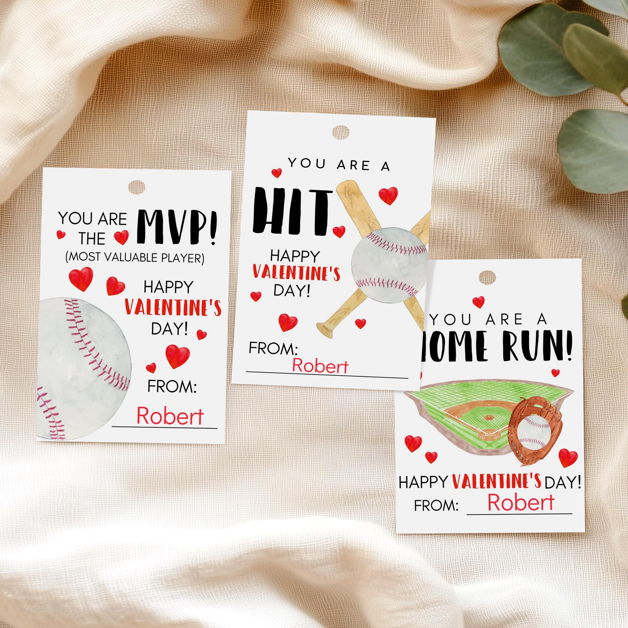 Baseball Valentine - Printable - Kids Valentine Cards - Instant ...