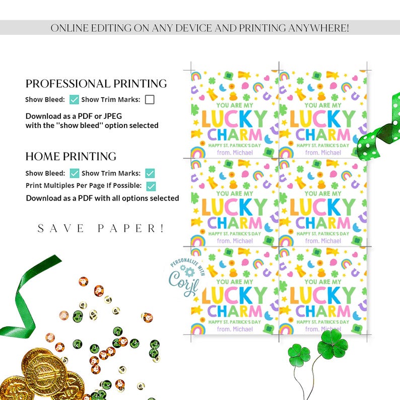 Printable You Are My Lucky Charm St Patrick's Day Gift Tag, St Patty's ...