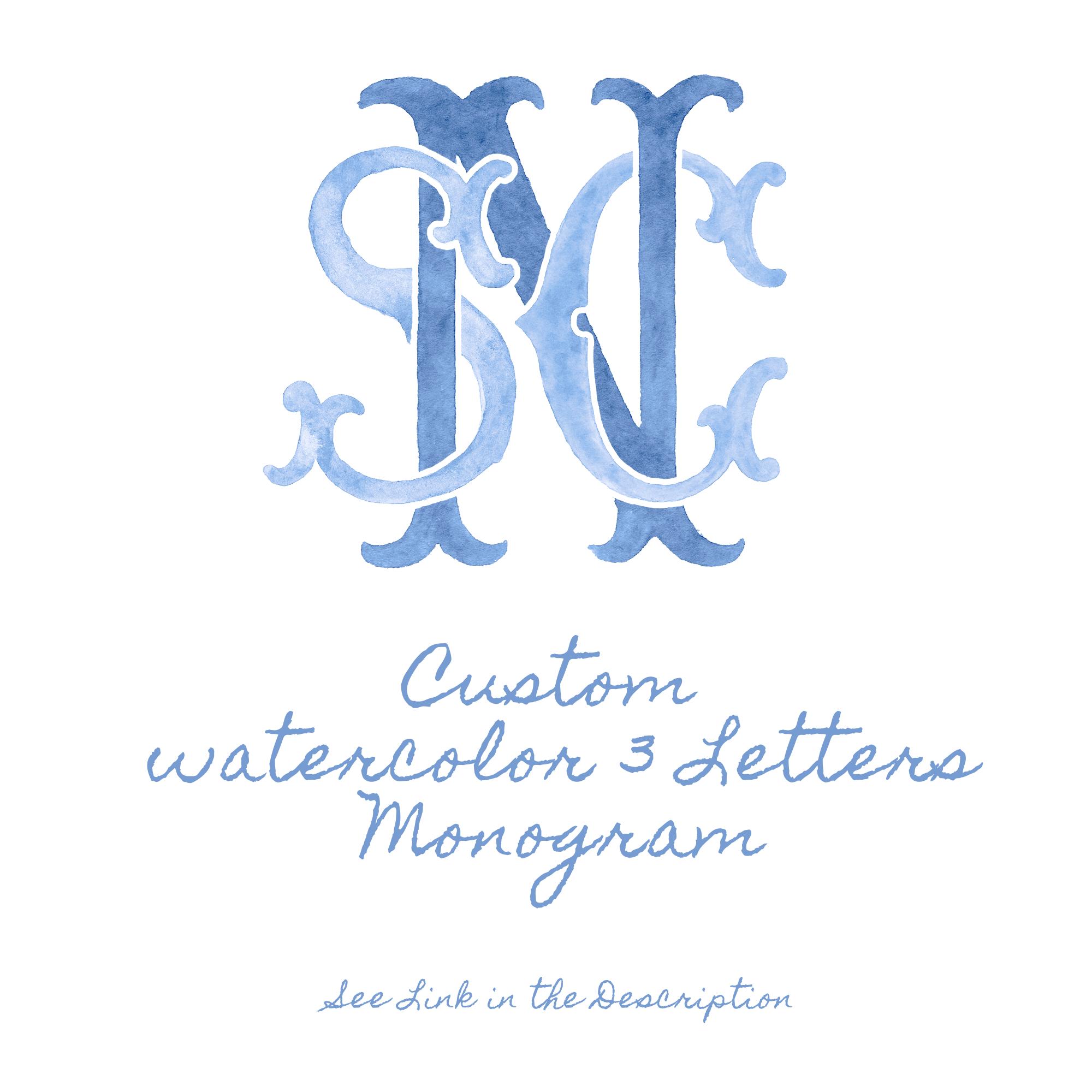 Custom Three Monogram Initial Letters, Three Monogram for Crest Design ...