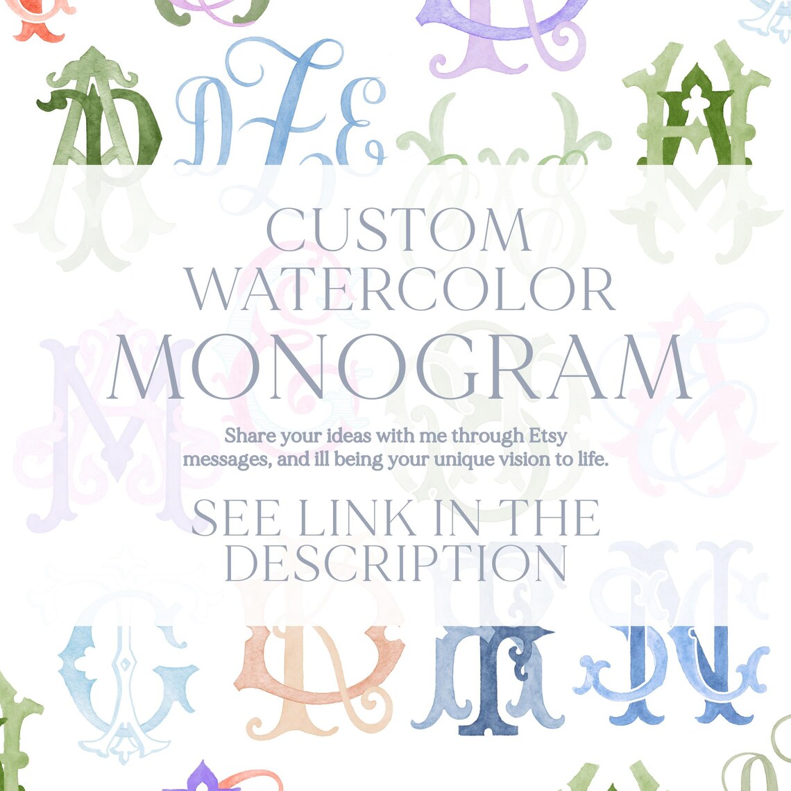 Watercolor Wedding Monogram – Classic CM Design (digital Download) - Etsy