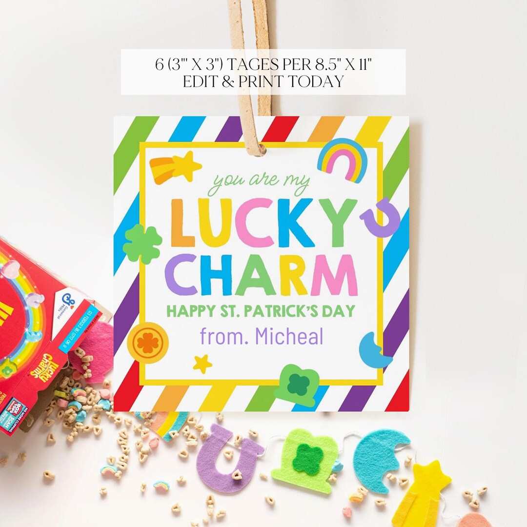Printable You Are My Lucky Charm St Patrick's Day Gift Tag, St Patty's ...