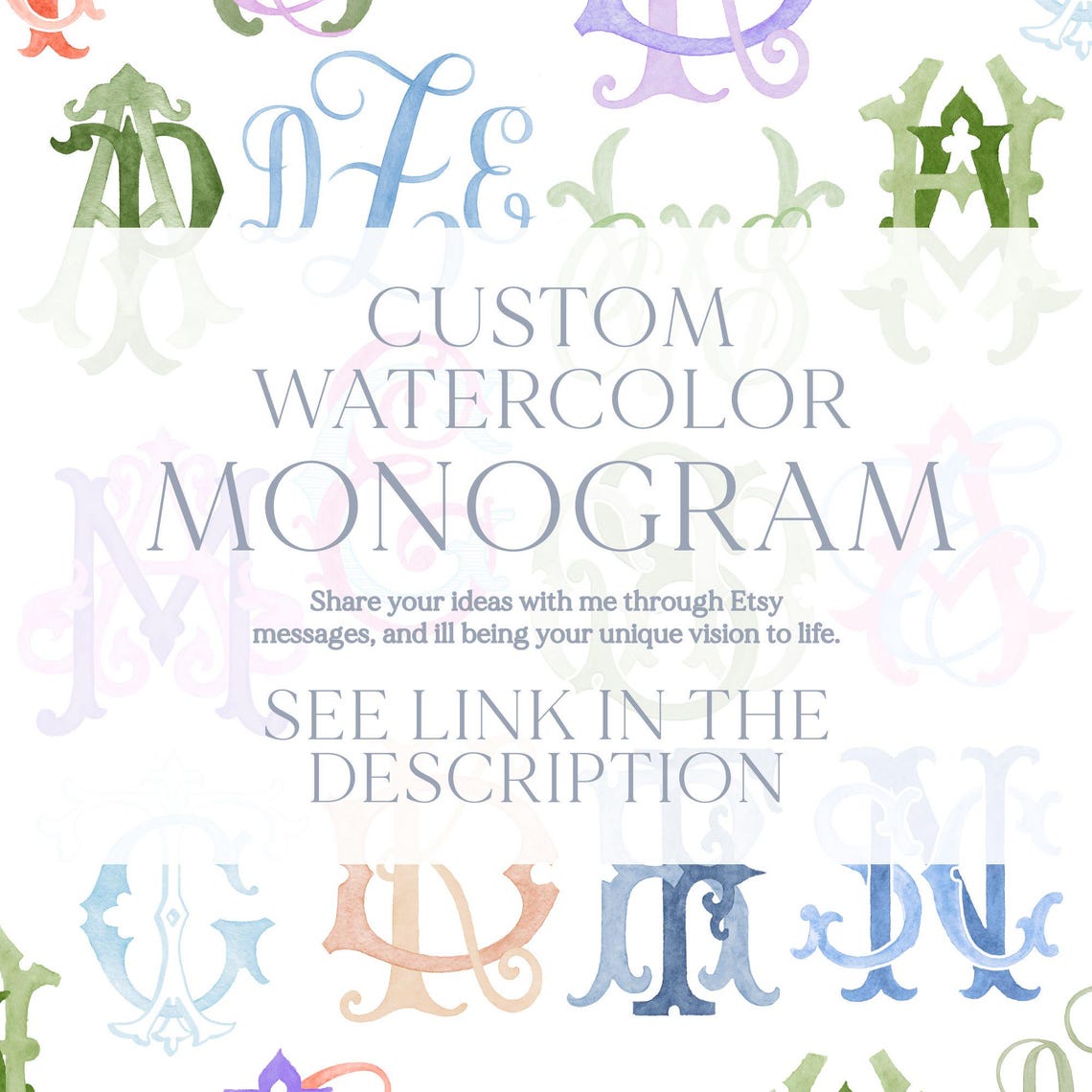 Watercolor Wedding Monogram JS-SJ – Classic Initial Crest (digital ...