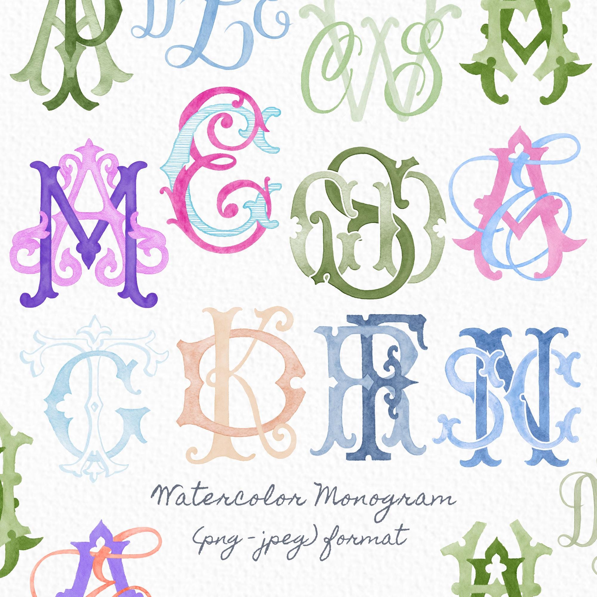 Custom Watercolor Monogram, Wedding Crests Clipart, Decor Frames Free ...