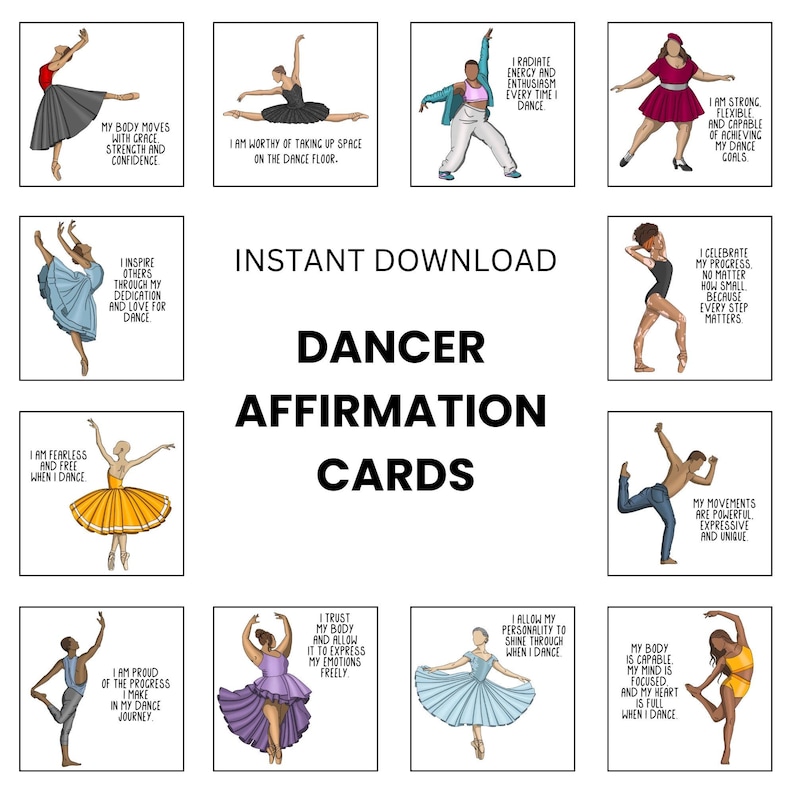 Instant Download: Digital Dancer Affirmation Cards – Set of 18! - Etsy