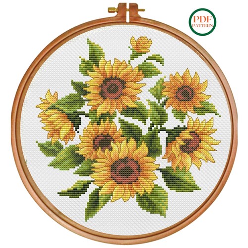 Sunflowers Cross Stitch Pattern Sunflower Bouquet Pattern PDF - Etsy