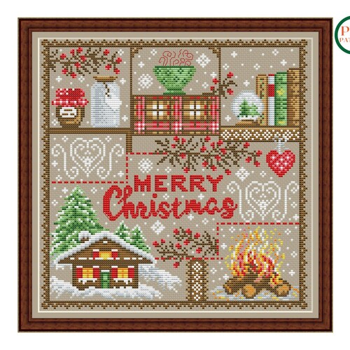 PDF Vintage Cross Stitch Pattern Christmas Sampler Scheme - Etsy