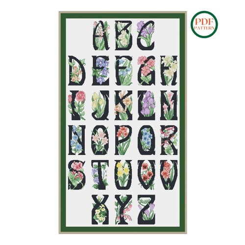 ABC Cross Stitch Counted Pattern Floral Alphabet Letters - Etsy