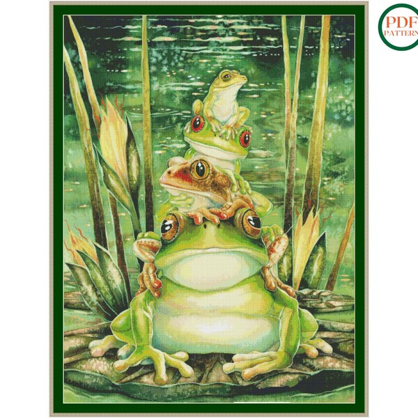 Frog Cross Stitch - Etsy
