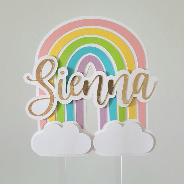 Pastel Rainbow Cake Topper - Etsy