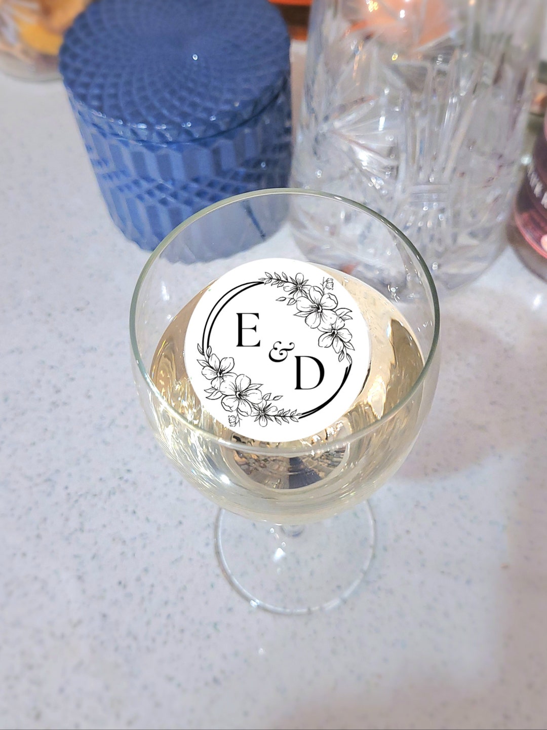 Wedding Floral Drink Toppers | Custom Monogram Drink Toppers | Edible ...