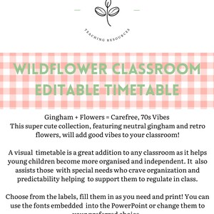 Wildflower Classroom Editable Visual Timetable Daily Schedule - Etsy