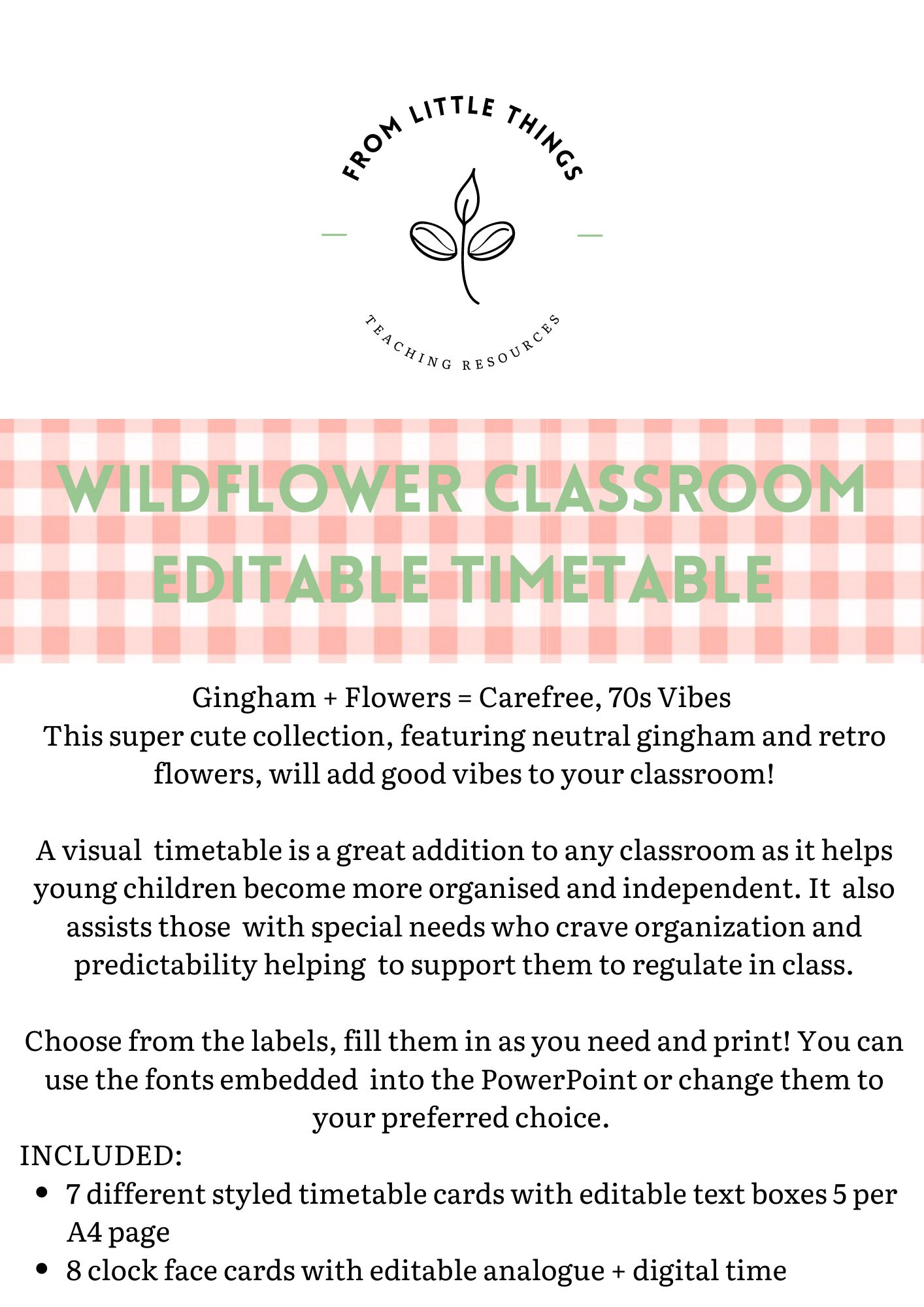 Wildflower Classroom Editable Visual Timetable Daily Schedule ...