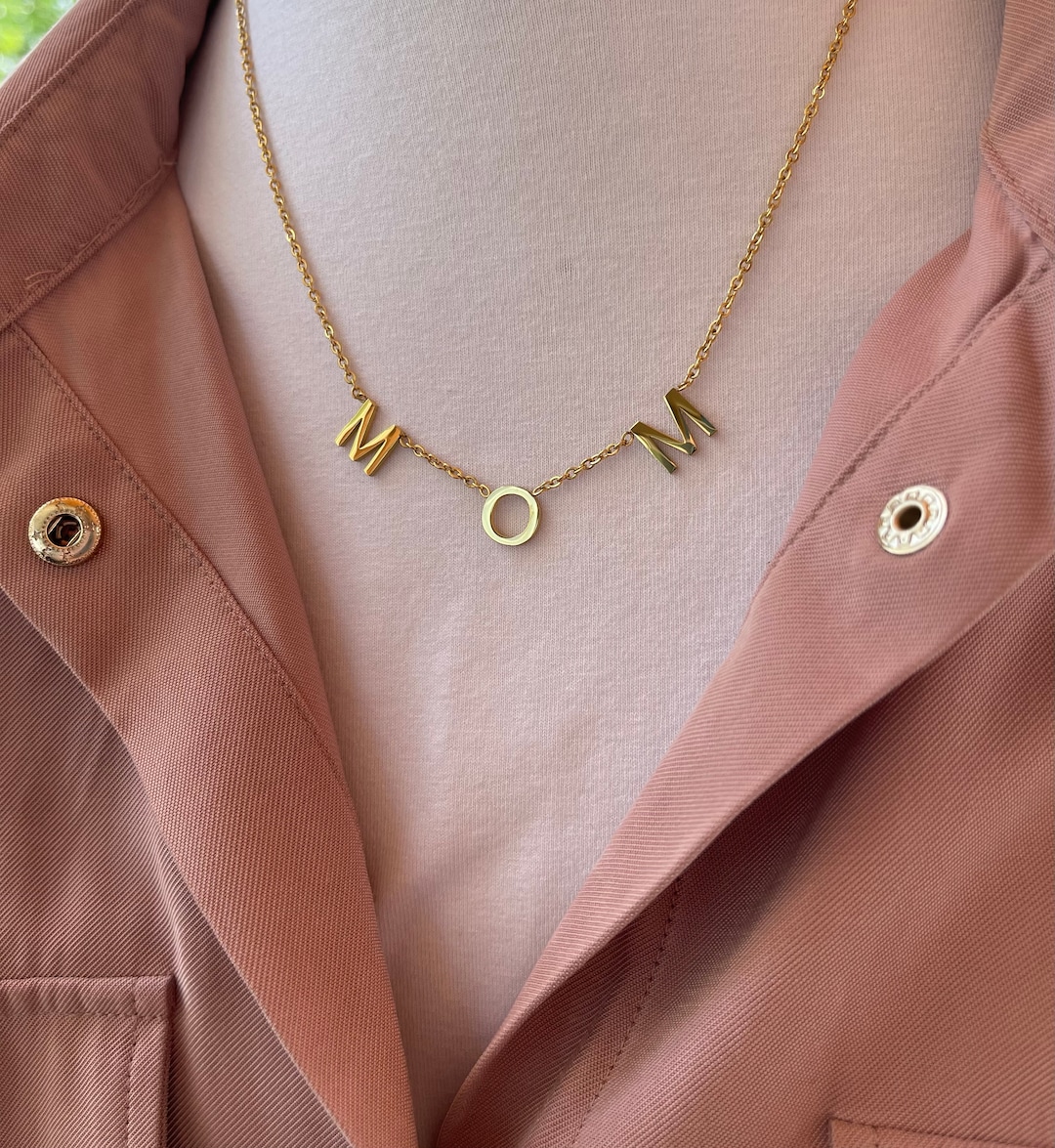 MOM Space Letter Necklace, MOM Letter Choker, Newly Mom Necklace ...