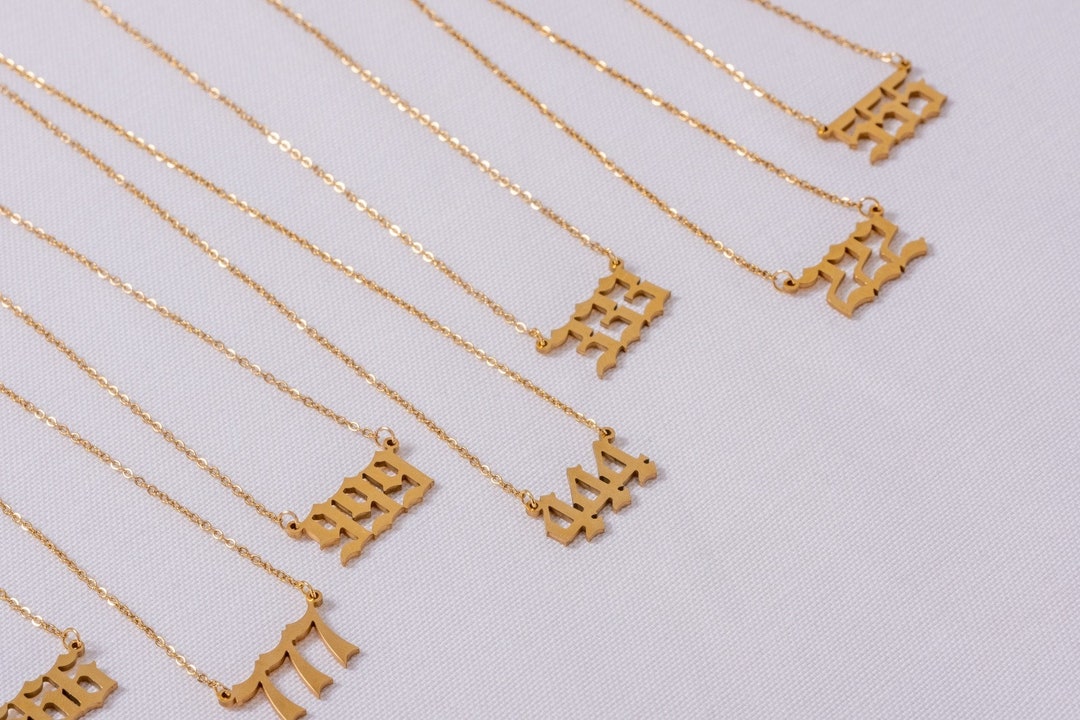 Gold Angel Number Necklace, Personalized Gift, Pearl Angel Number ...