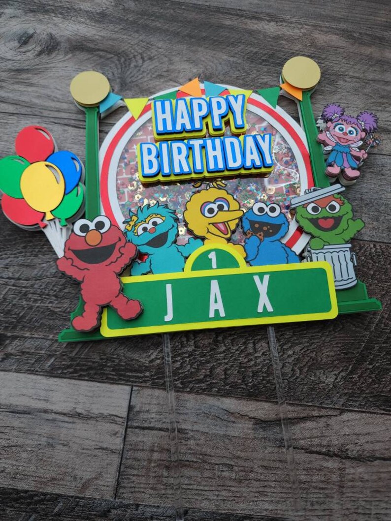 Sesame Street Inspired Cake Topper Shaker Cake Topper - Etsy