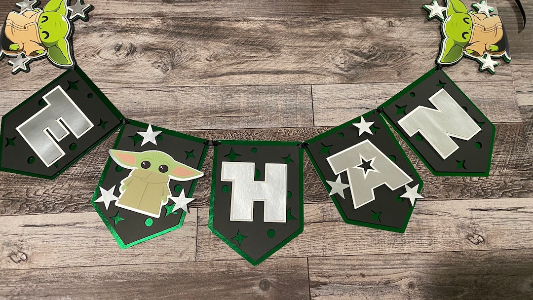 Baby Yoda Inspired Birthday Banner Grogu Birthday Banner - Etsy