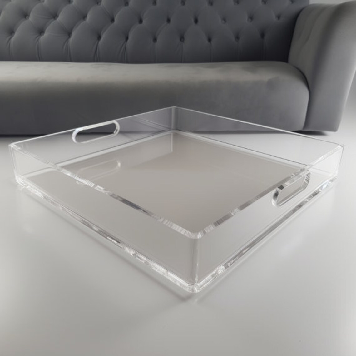Personalized Oversized Ottoman Tray |custom Serving Tray | Large Acrylic Tray | Clear Perspex ...