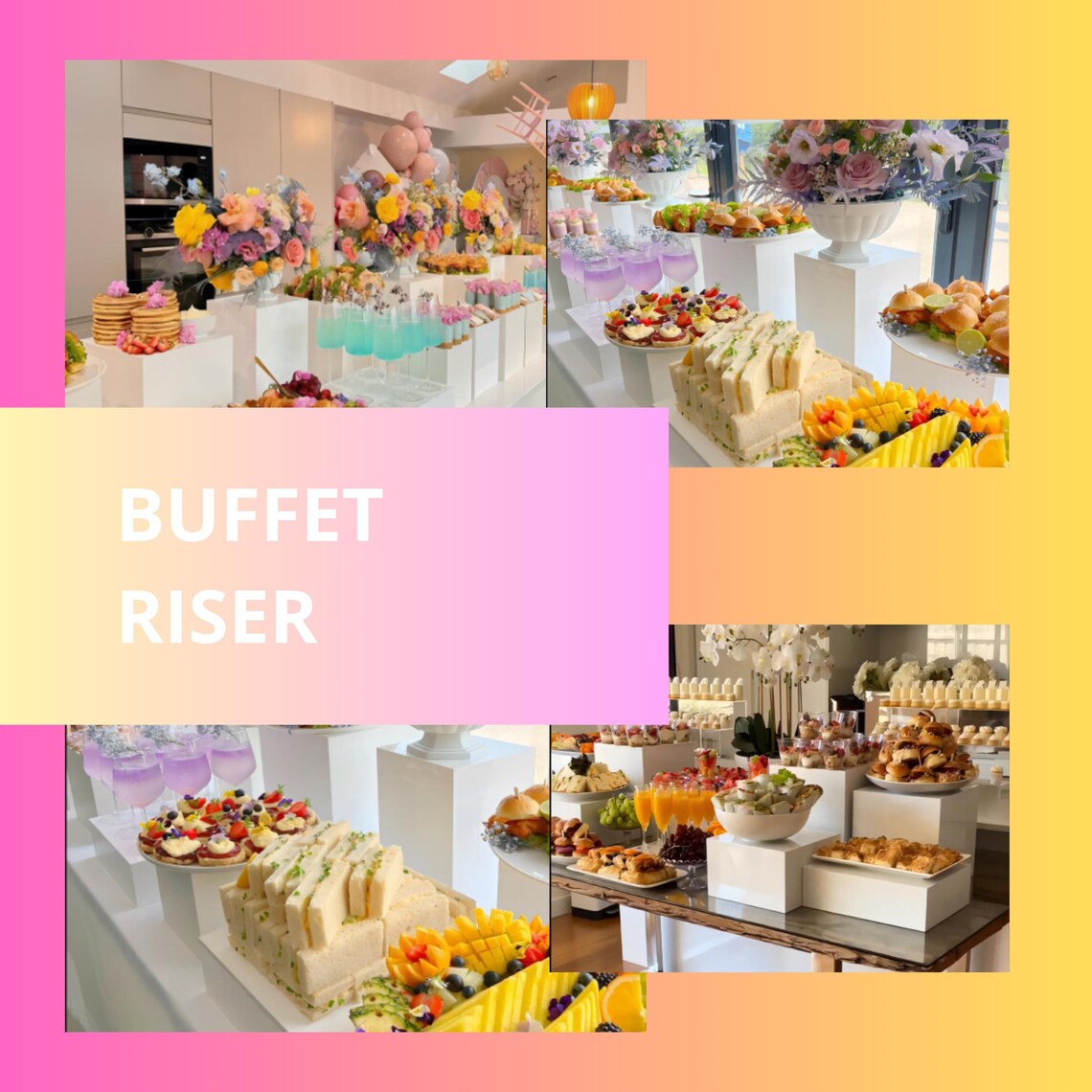 Premium Set of 6 Pcs Acrylic Food Risers for Buffet，white Riser Stand ...