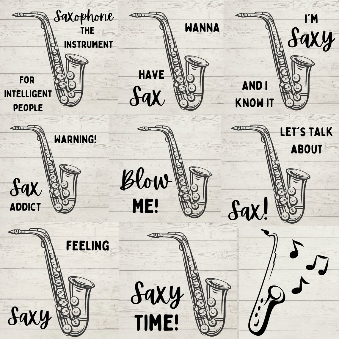Saxophone SVG Bundle: Music Instrument PNG Files (digital Download) - Etsy