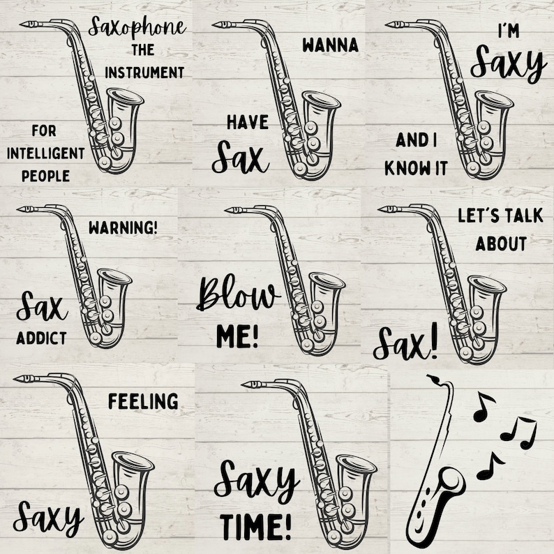 Saxophone SVG Bundle: Music Instrument PNG Files (digital Download) - Etsy