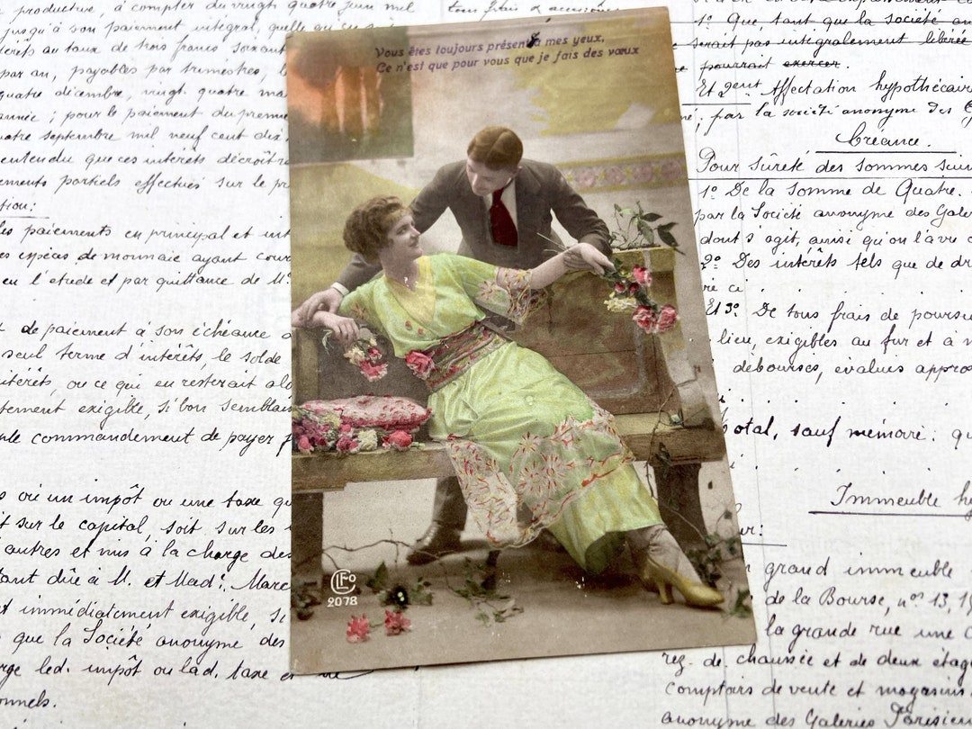 1920s Postcard With a Couple and Some Words About Love - Etsy