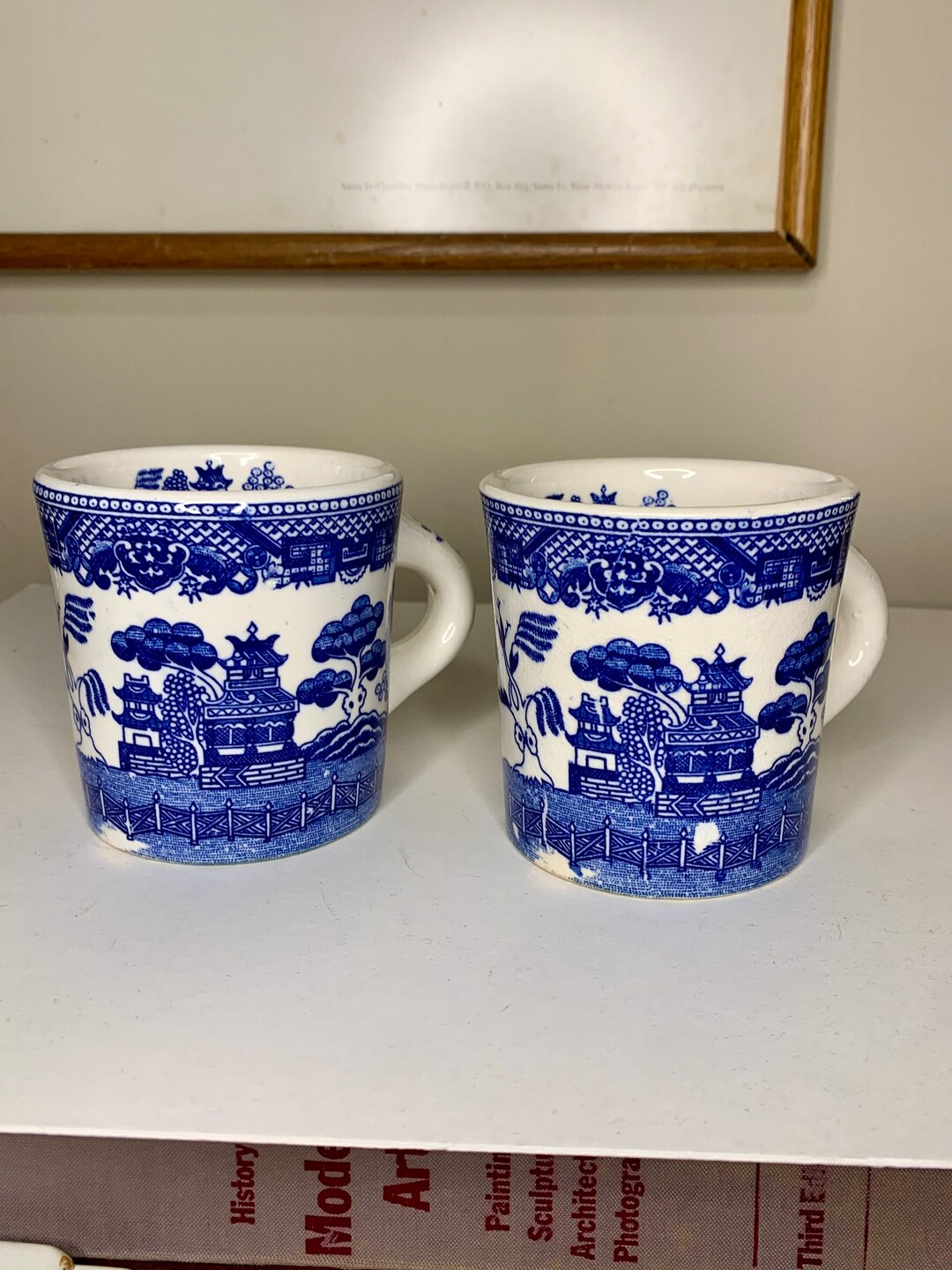 2 Vintage Blue Willow Coffee Cup Mug Restaurant Ware Japan - Etsy