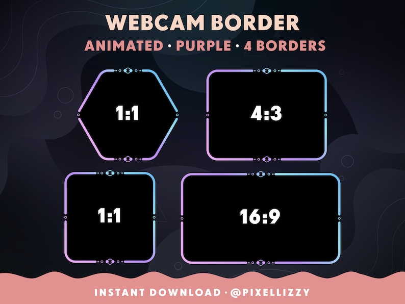 Twitch Overlay 4 Animated Webcam Frames PURPLE Gradient Twitch, Youtube ...