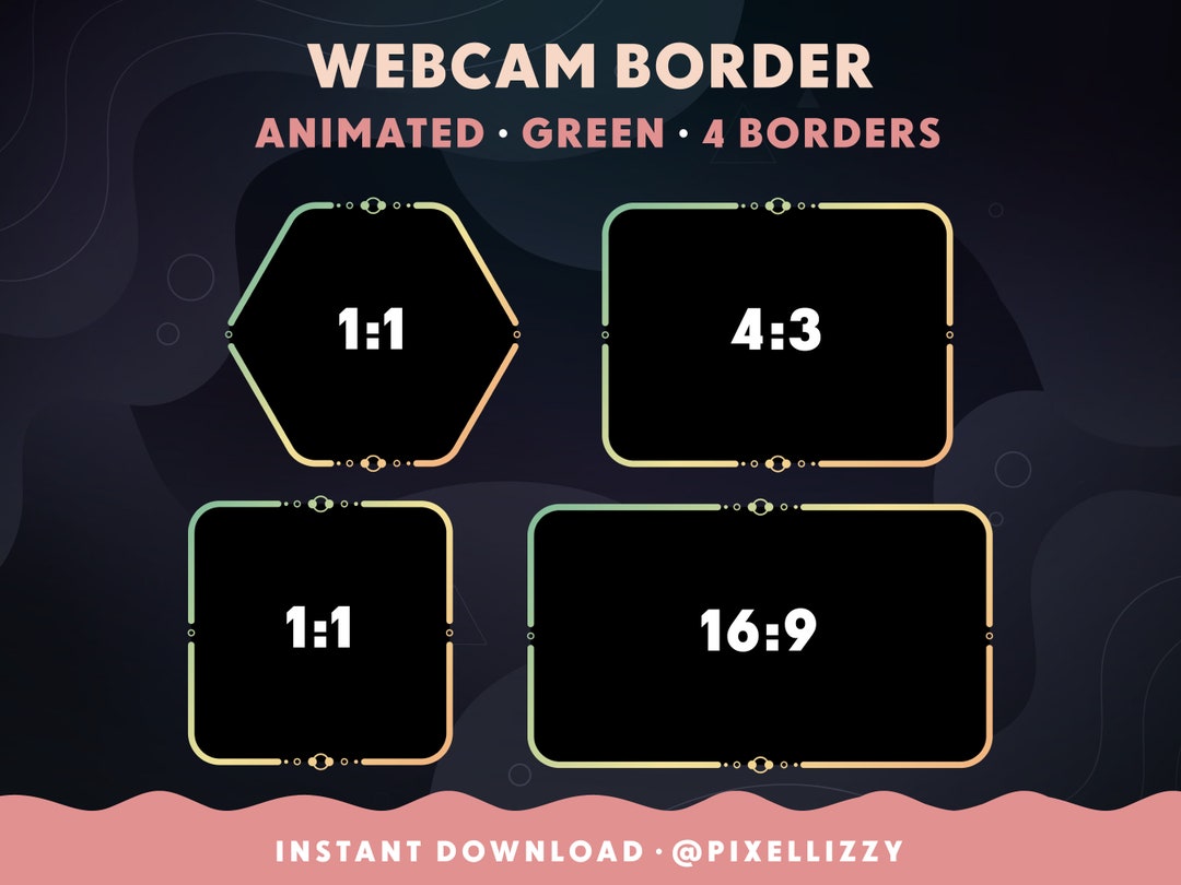 Twitch Overlay | 4 Animated Webcam Frames | Green Gradient | Twitch ...