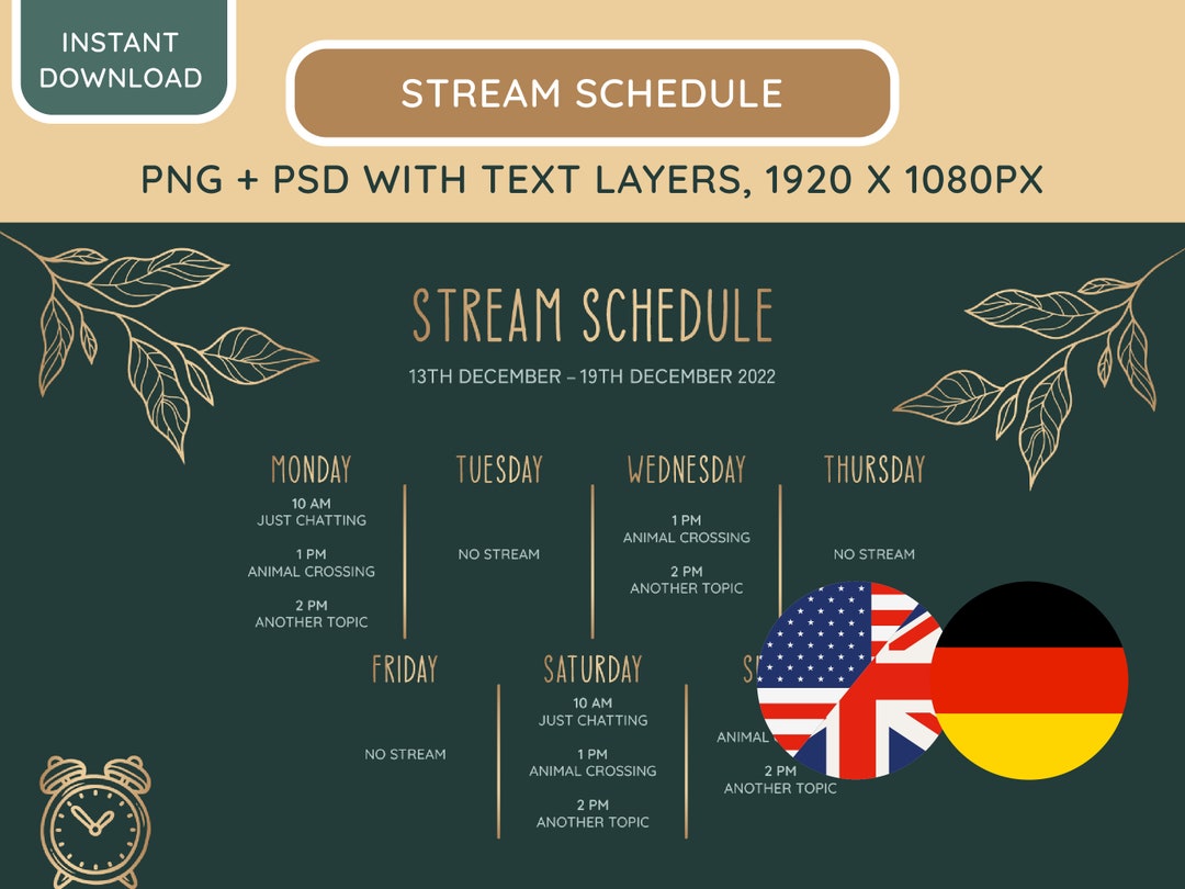 Twitch Stream Plan Template English & German GOLDEN PLANTS Stream Plan ...