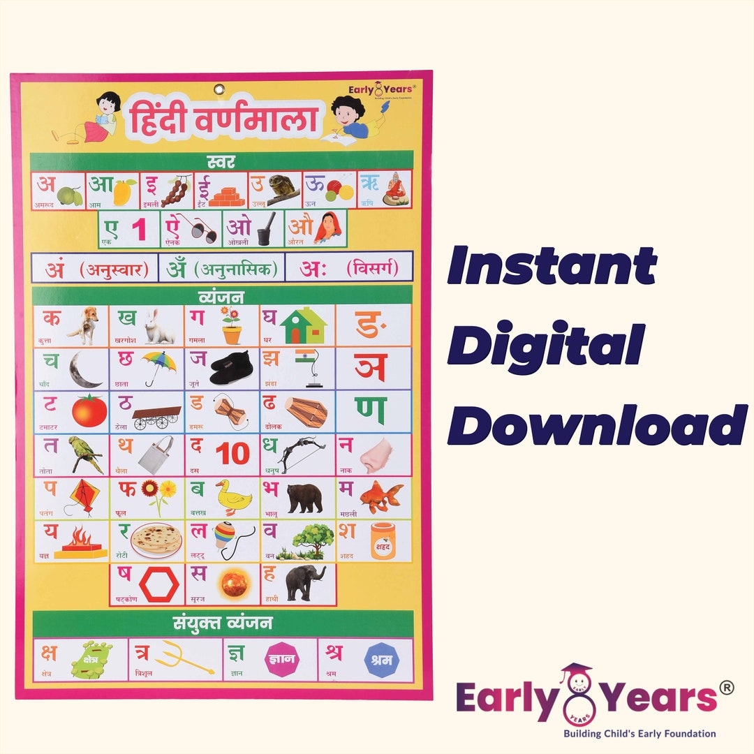 Buy Hindi Alphabet Poster Chart Printable Hindi Poster Hindi Online in ...