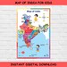 Map of India | Digital Download India Map | Printable Map of India ...
