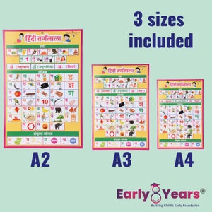 Hindi Alphabet Poster Chart for Kids, Printable Hindi Poster, Hindi ...