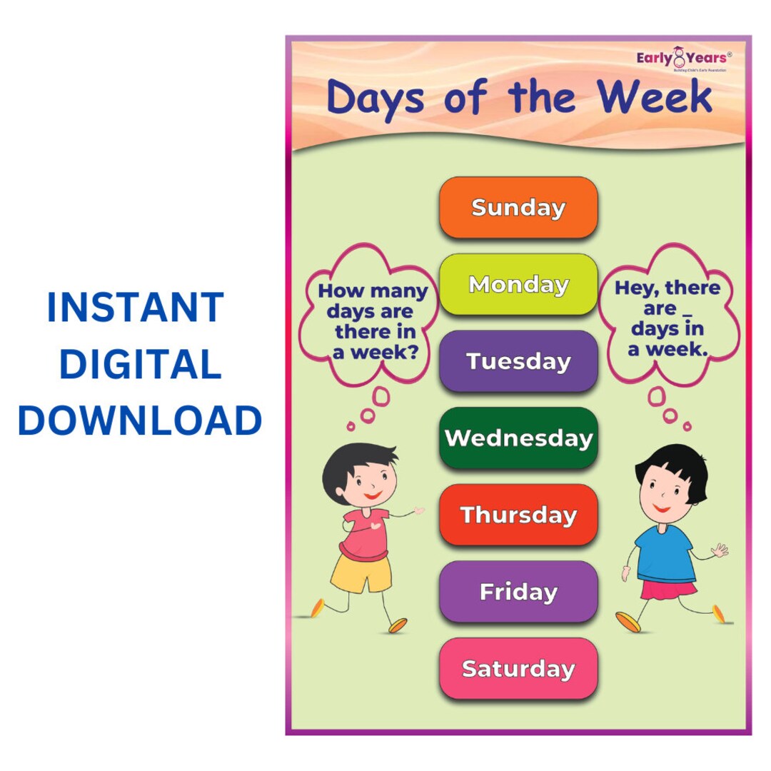Days Of The Week Printable Poster Homeschool Classroom Etsy Days Of The Week Printable Poster Homeschool Classroom Etsy