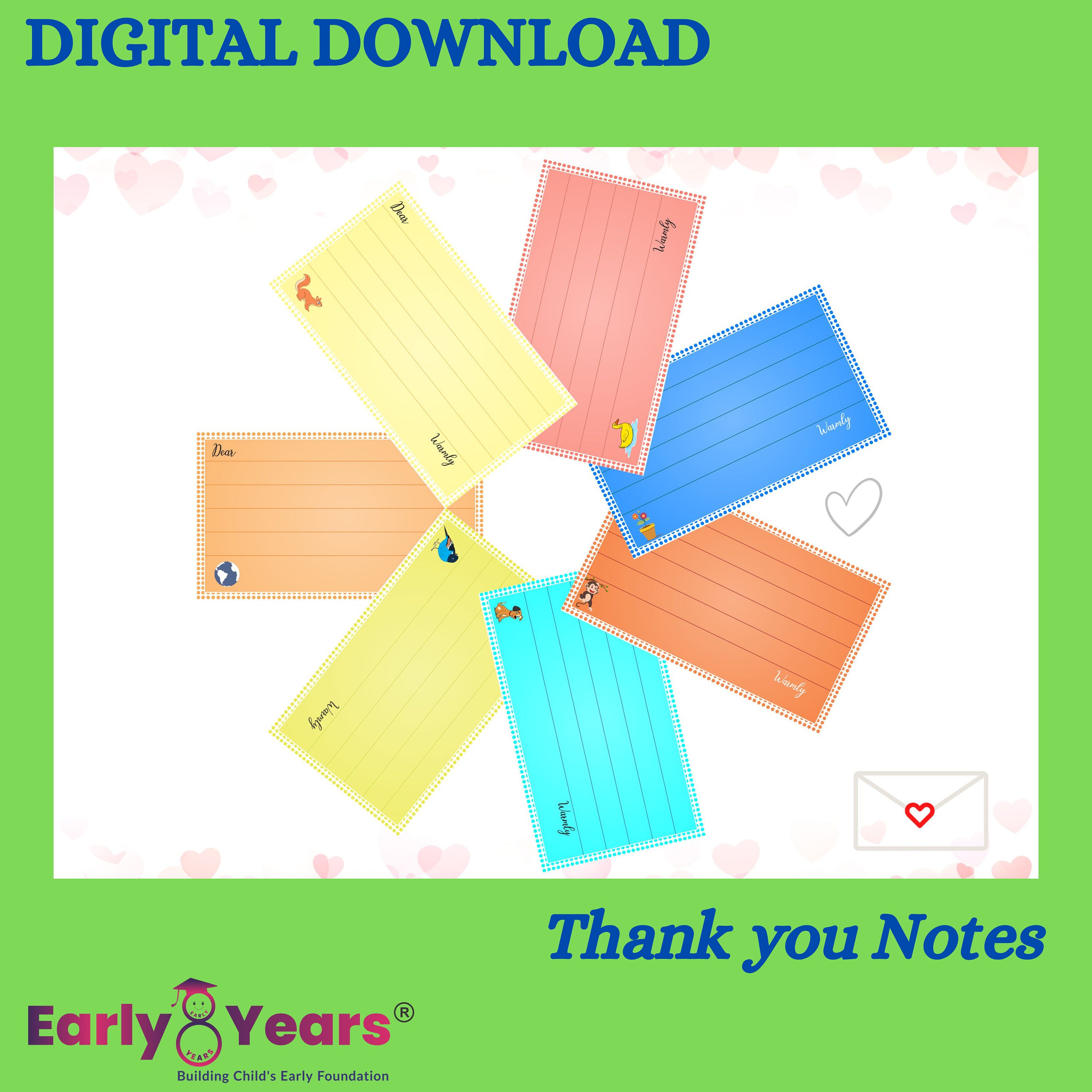 Printable Thank You Note, Printable Stationery, Lined Children Kids ...