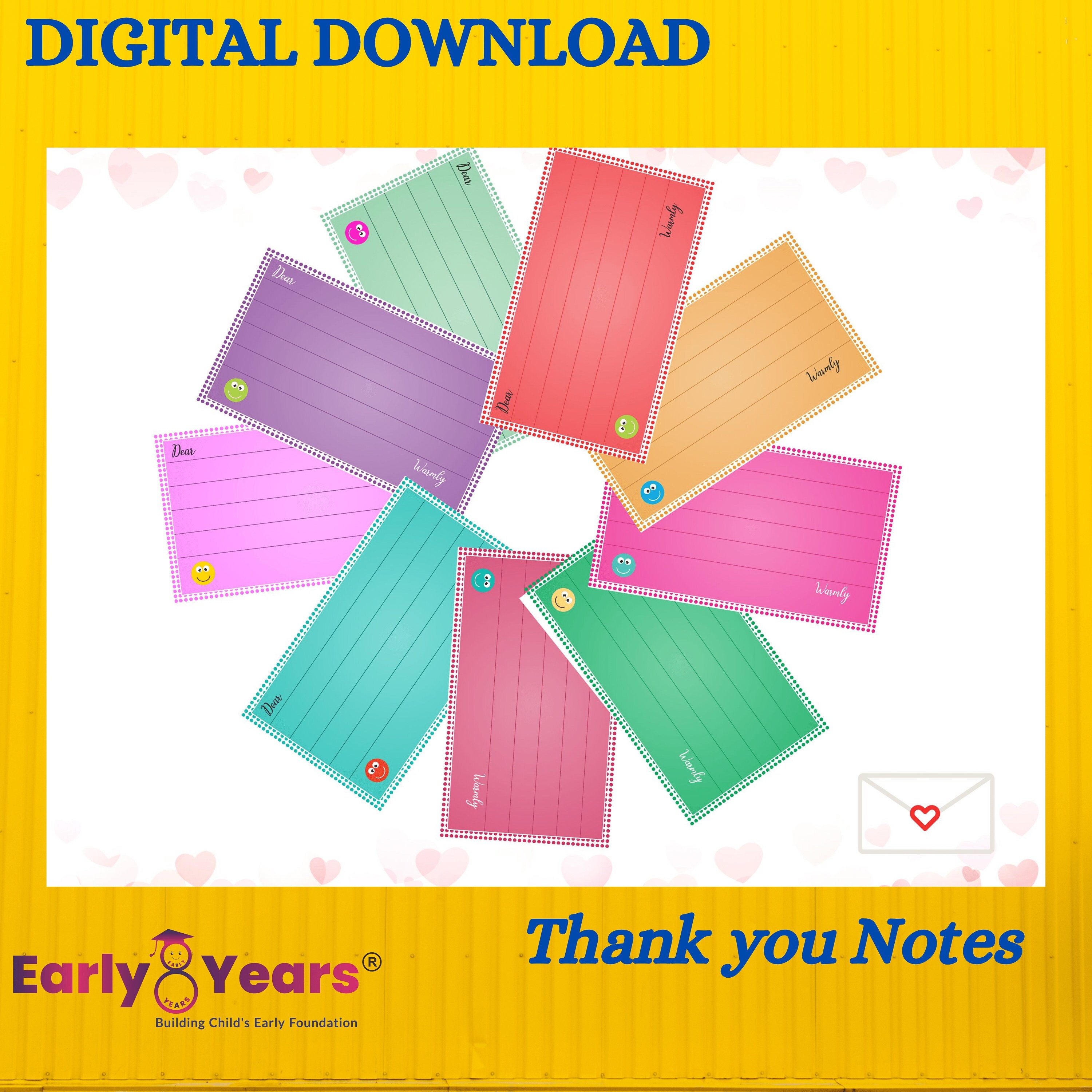 Printable Thank You Note, Printable Stationery, Lined Children Kids ...