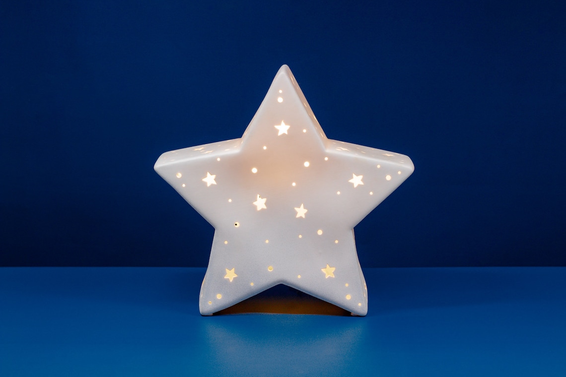 Porcelain Table Lamp in a Star Design Kid's Night - Etsy