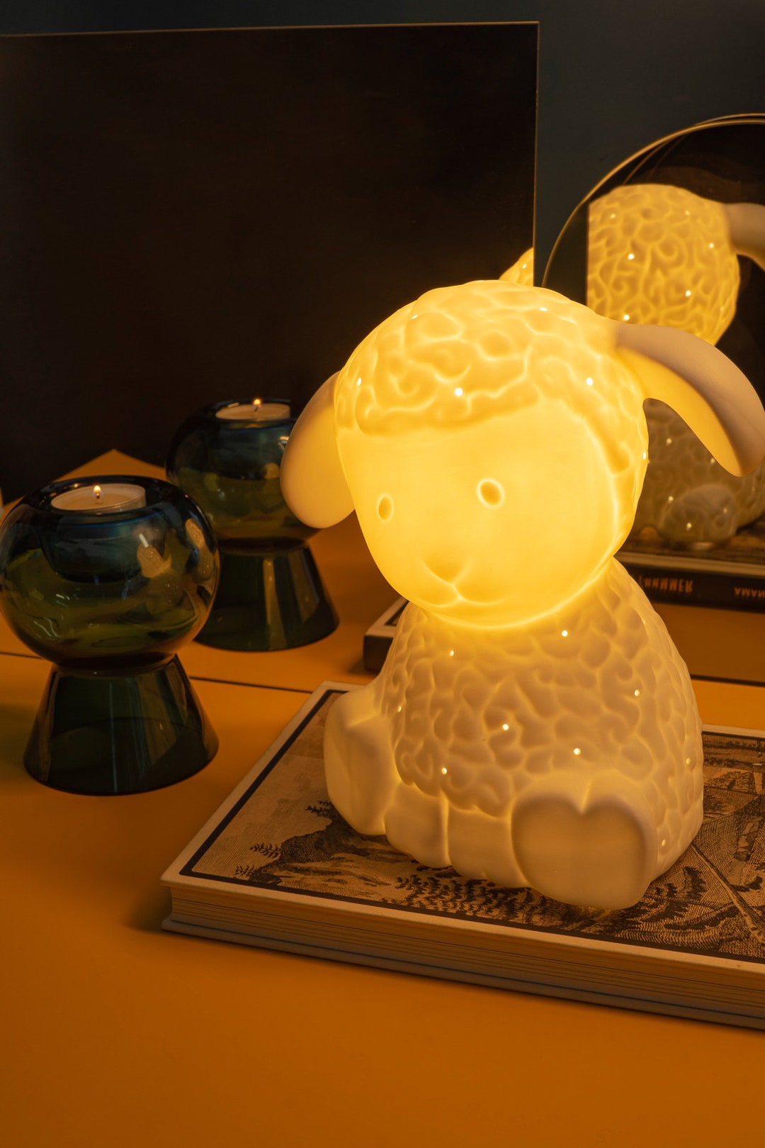 Porcelain Table Lamp in a Baby Sheep Design Kid's Night Light Hand ...