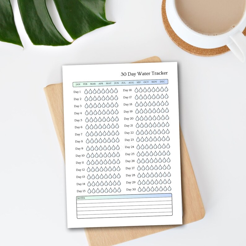 30 Day Water Tracker Challenge for Daily Water Intake Tracker for Water ...
