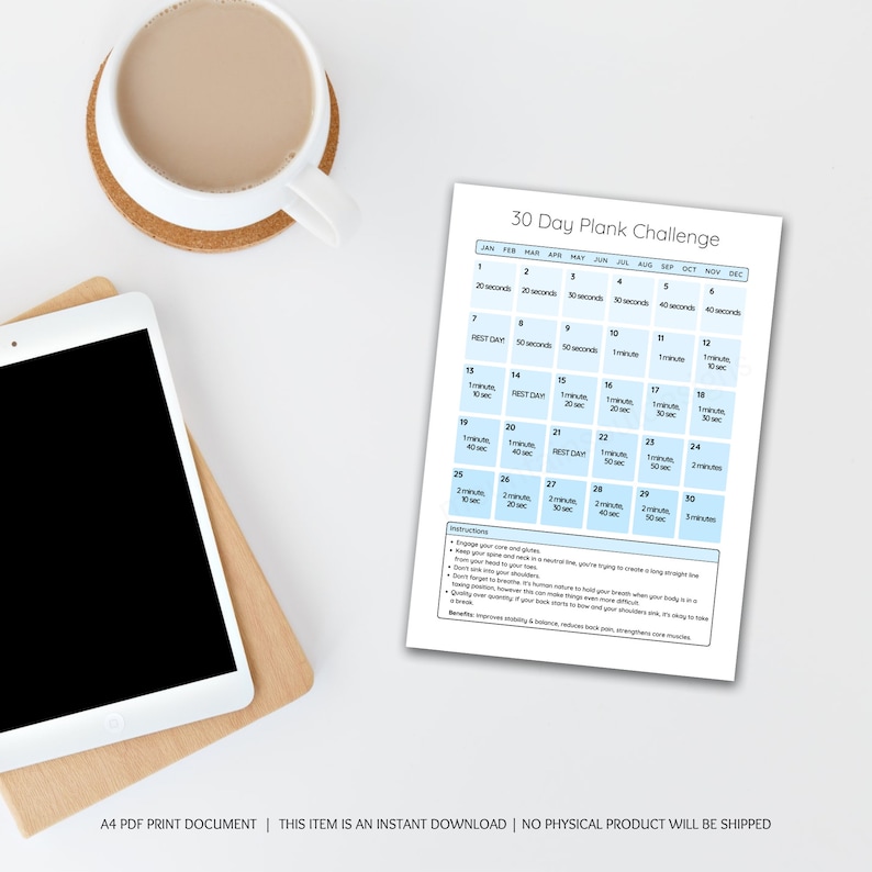 30 Day Fitness Challenge Tracker: Wellness Planner (digital Download ...