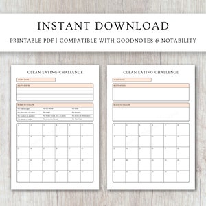 Clean Eating 30-day Challenge Planner (digital Download) - Etsy