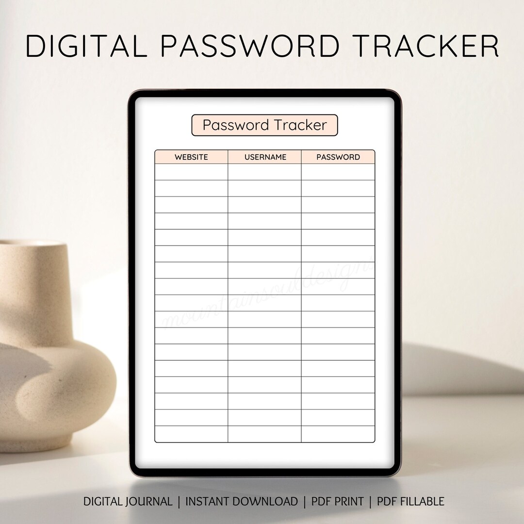Digital Password Tracker for Digital Password Keeper for - Etsy