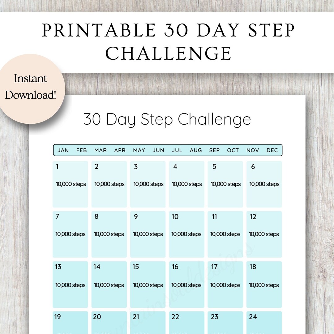 Walking Challenge 30 Day for Step Challenge 30 Day Tracker for - Etsy